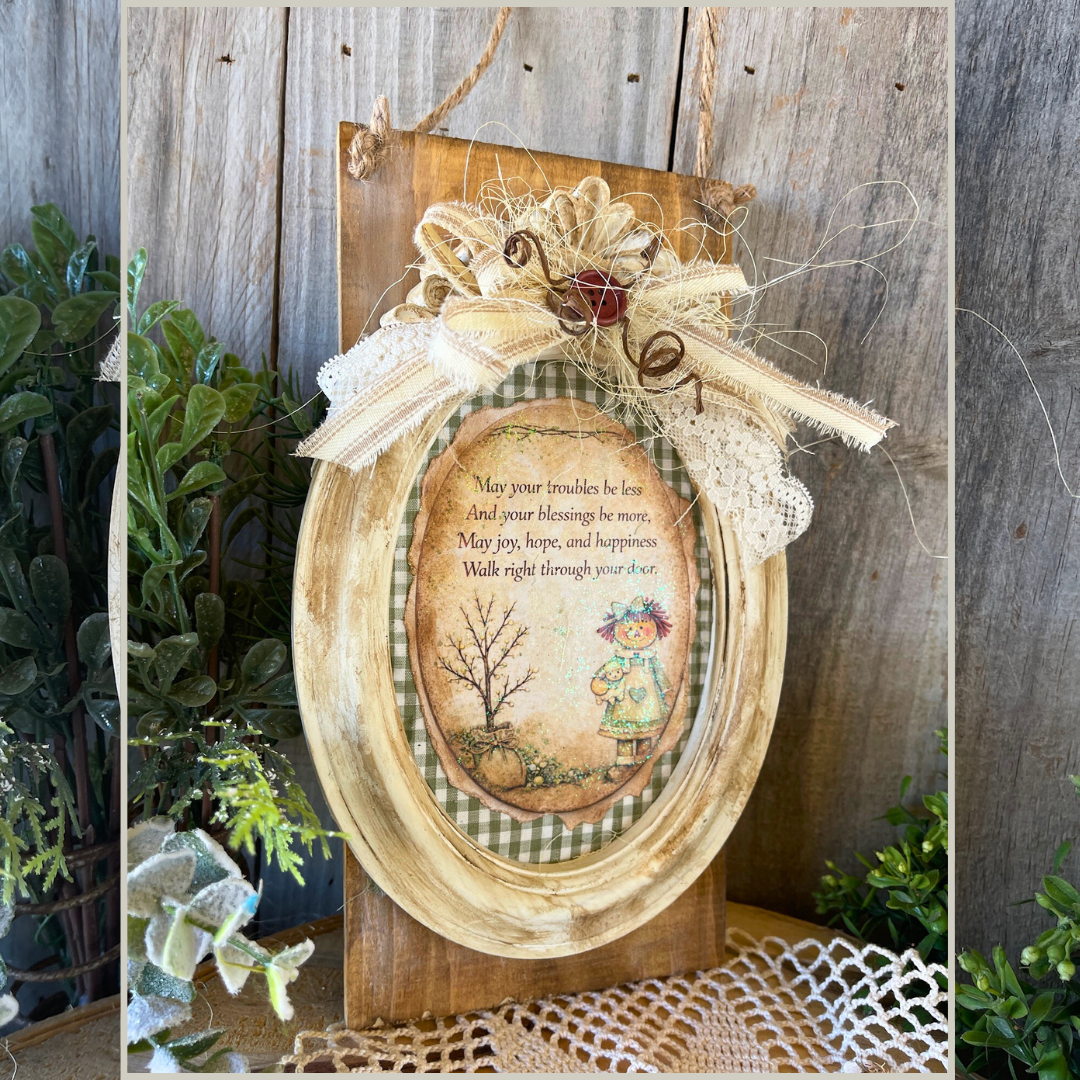 (Just Added)~“May Your Blessings Be More” Vintage Poem Wood Hanger ...